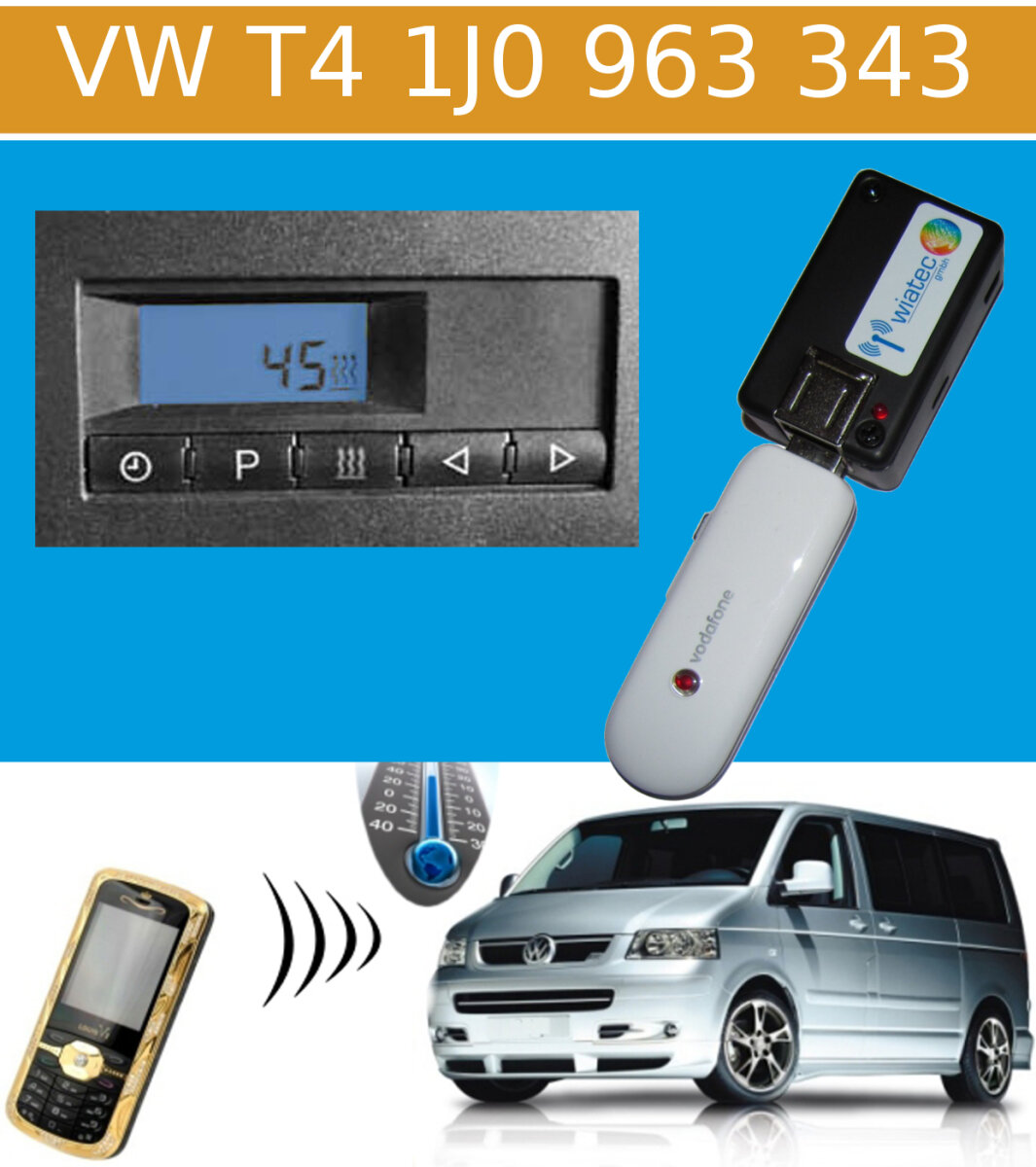 Handy Fernbedienung (GSM/UMTS) für Standheizung VW T4 1J0 963 343, 69,90